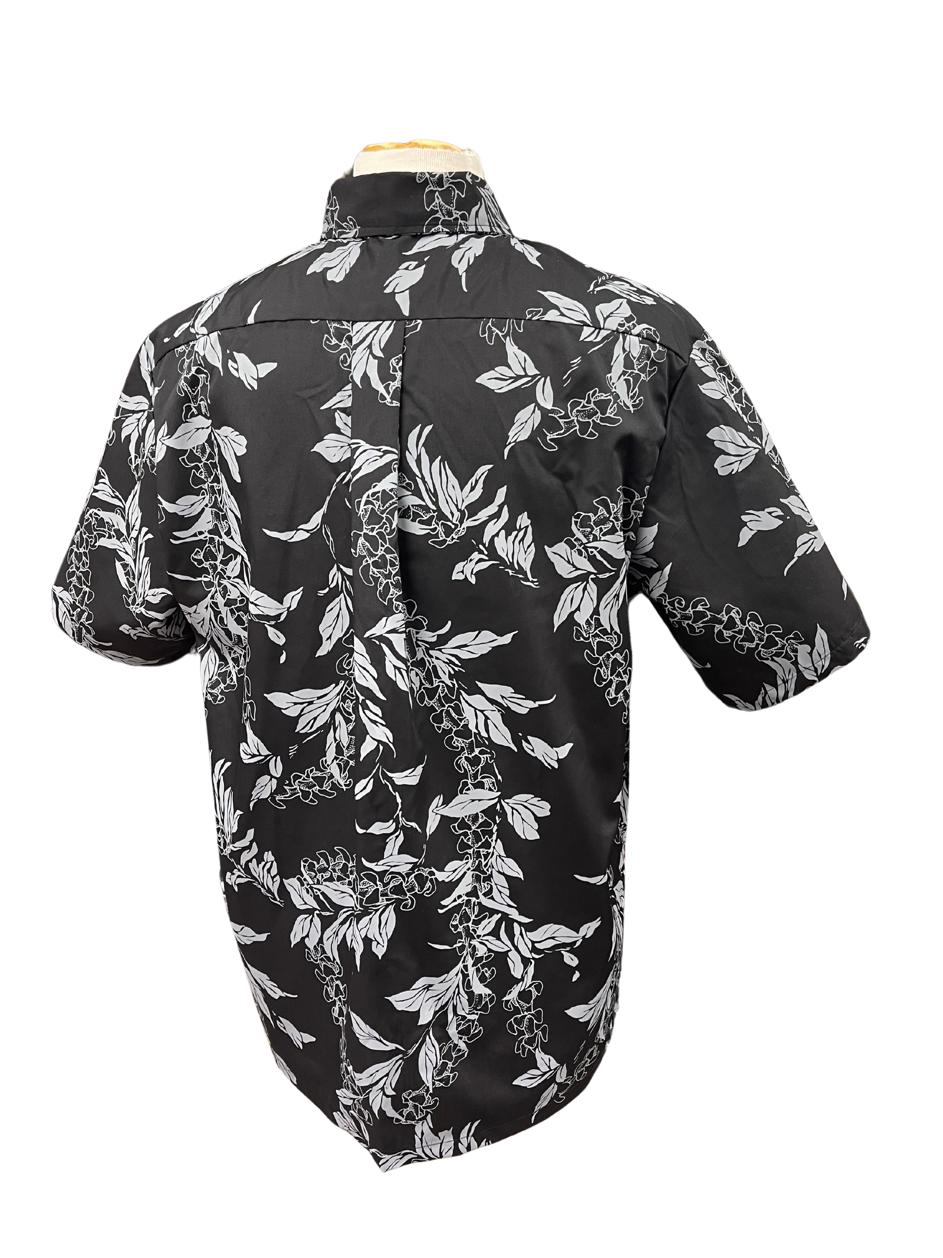 Mens Aloha Shirt l Hand Printed Black Maile Puakenikeni 018 | Muumuu ...