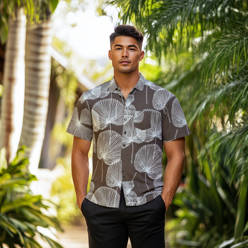 Stylish Palm Leaf Men's Rayon Hawaiian Shirts | Muumuu Mall by Muumuu ...
